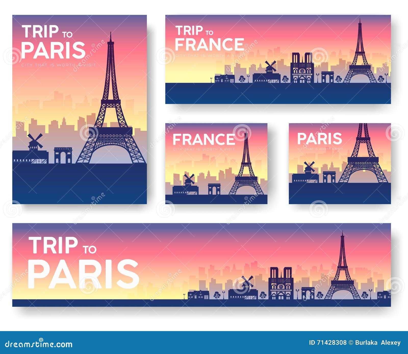France Landscape Vector Banners Set. Vector Design Illustration Stock ...