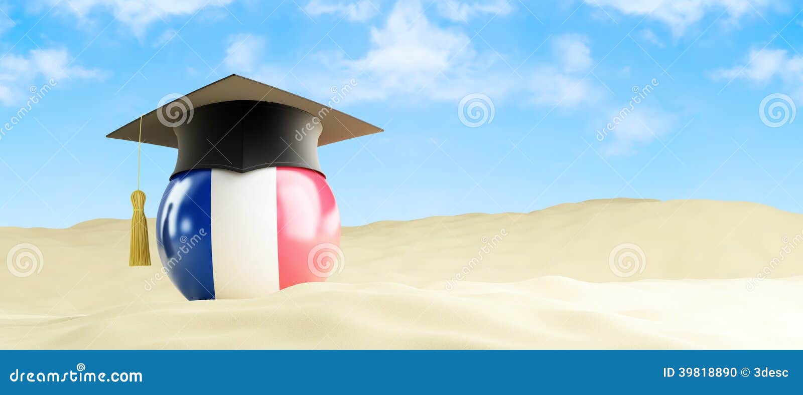 France Language on Holiday, Graduation Cap at the Beach Stock ...