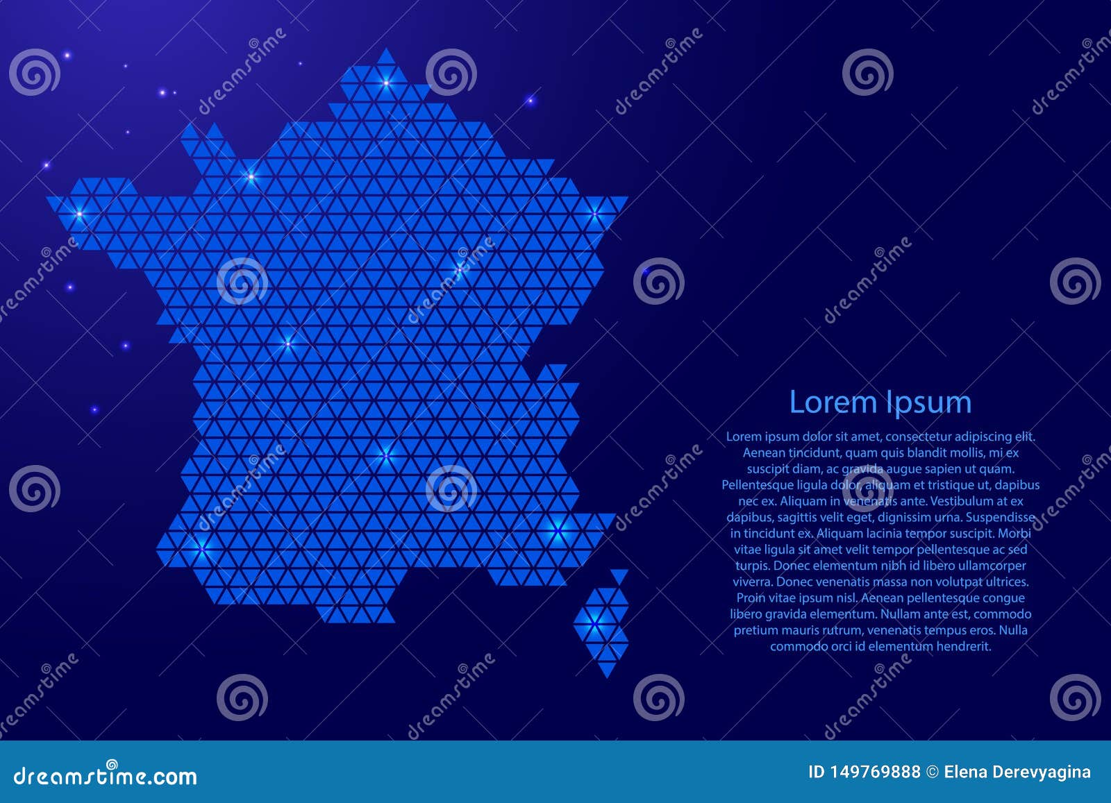 France Map Abstract Schematic from Blue Triangles Repeating Pattern ...