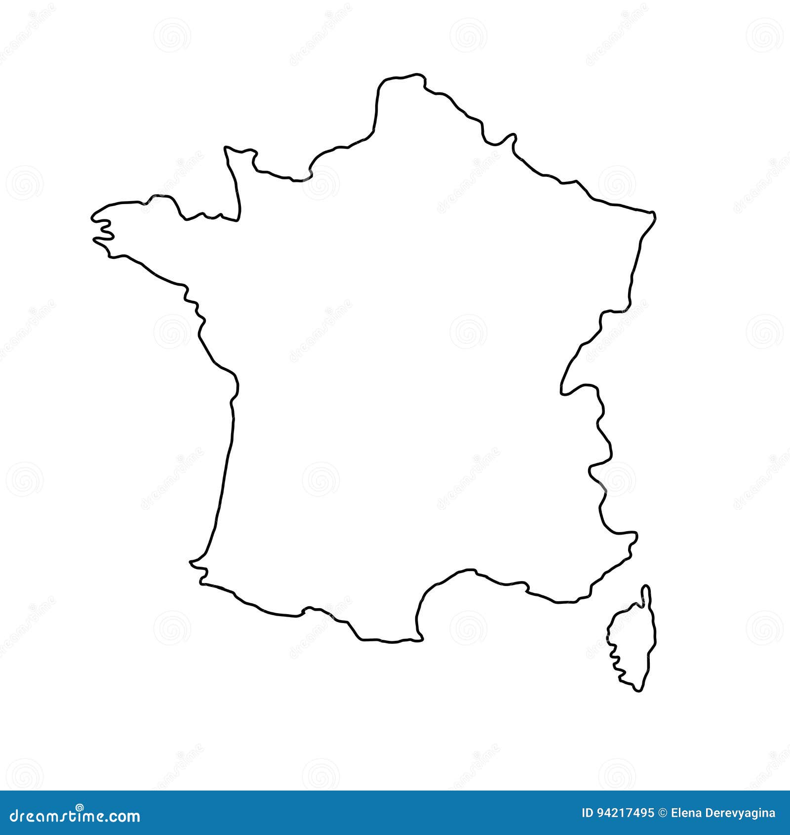 France Map From The Contour Black Brush Lines On White Background ...