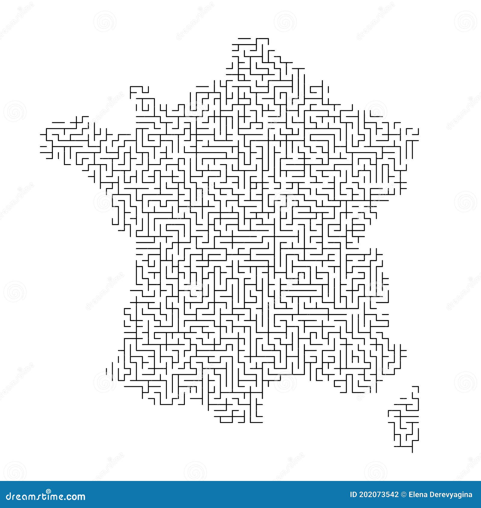 France Map from Black Pattern of the Maze Grid. Vector Illustration ...