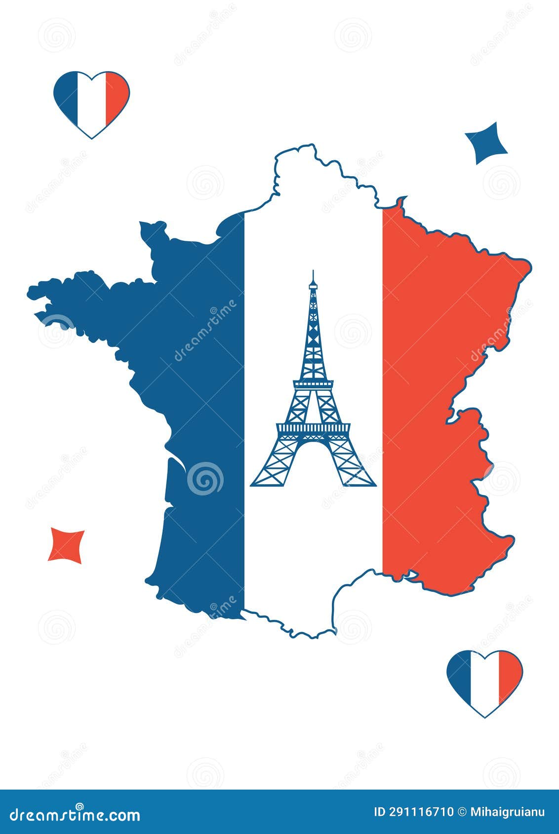 France Map - France Flag stock vector. Illustration of white - 291116710