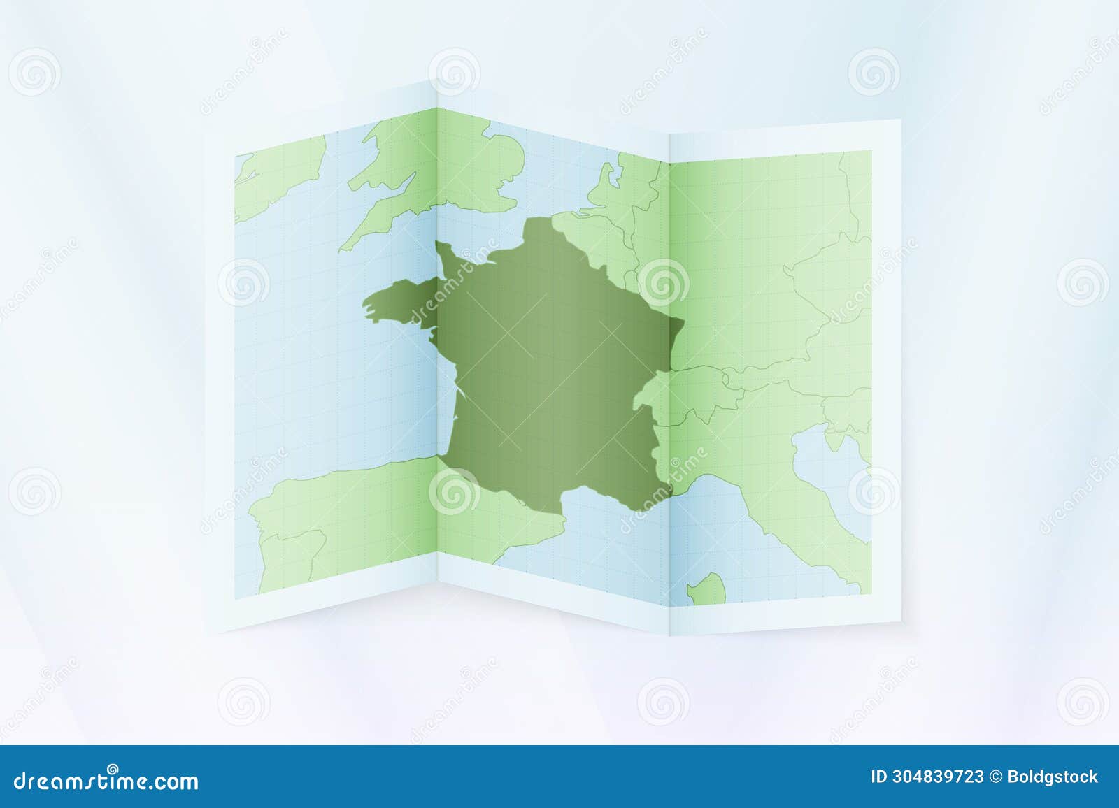 France Map, Folded Paper with France Map Stock Vector - Illustration of ...