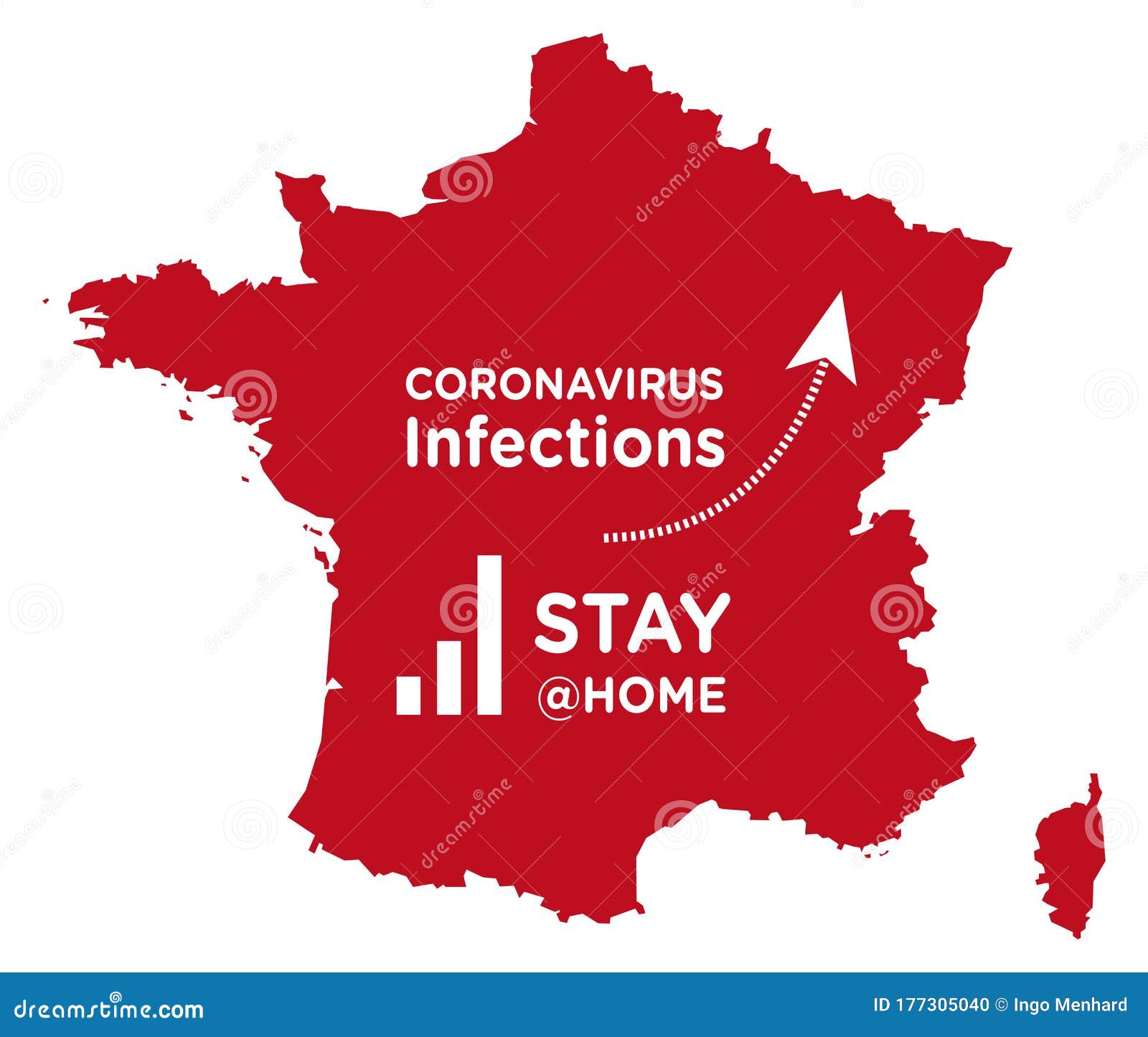France Map with Increasing Coronavirus Infection Curve Stock Vector ...