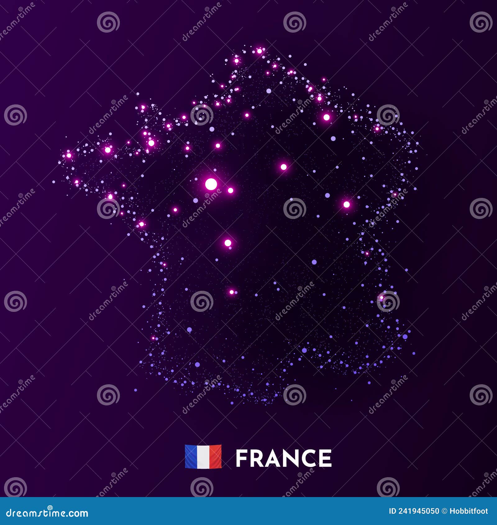 France Map Made of Stars and Dots. Globalization Concept. Space View ...