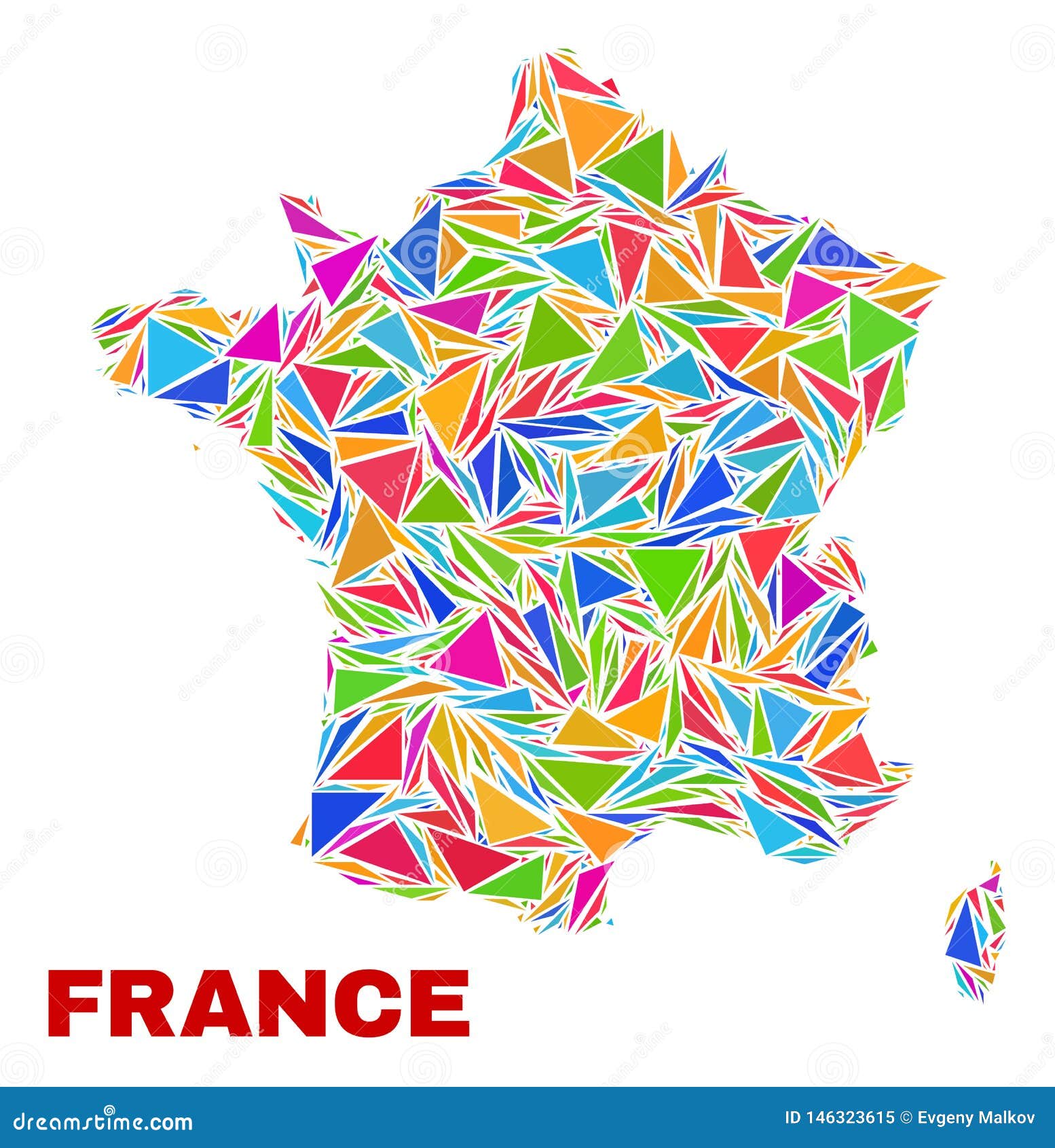 France Map - Mosaic of Color Triangles Stock Vector - Illustration of ...