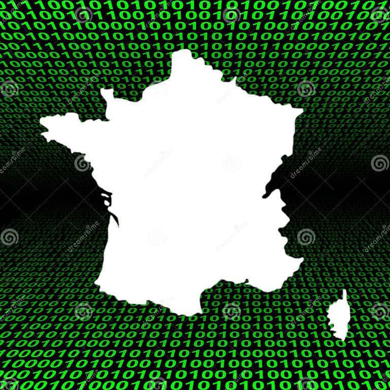 France Map Over Binary Code Stock Illustration - Illustration of ...