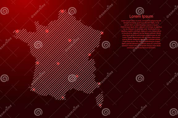 France Map from Red Pattern Slanted Parallel Lines and Glowing Space ...