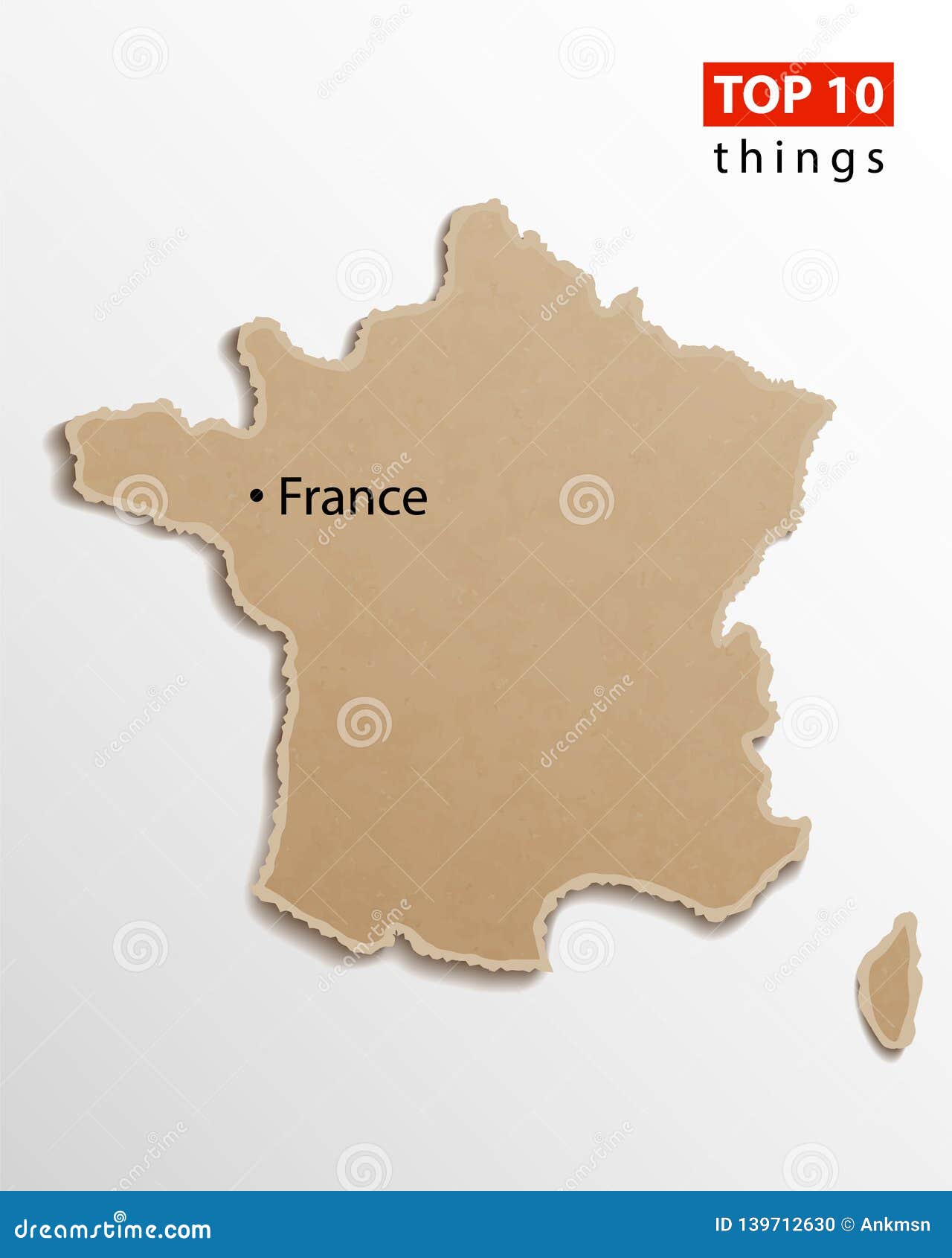 France Map Vector. French Maps Craft Paper Texture. Empty Template ...