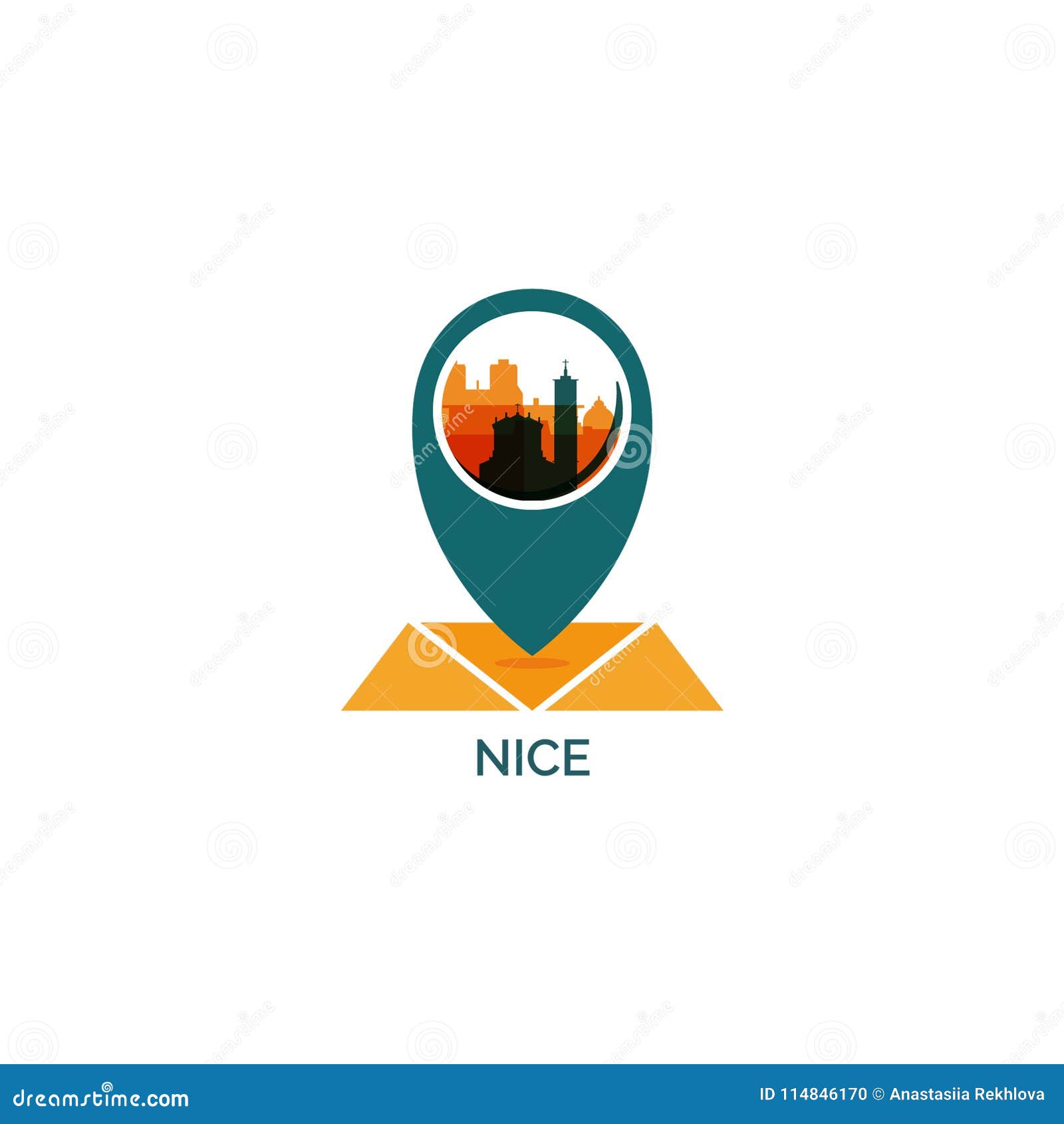 Nice City Skyline Silhouette Vector Logo Illustration Stock Vector ...