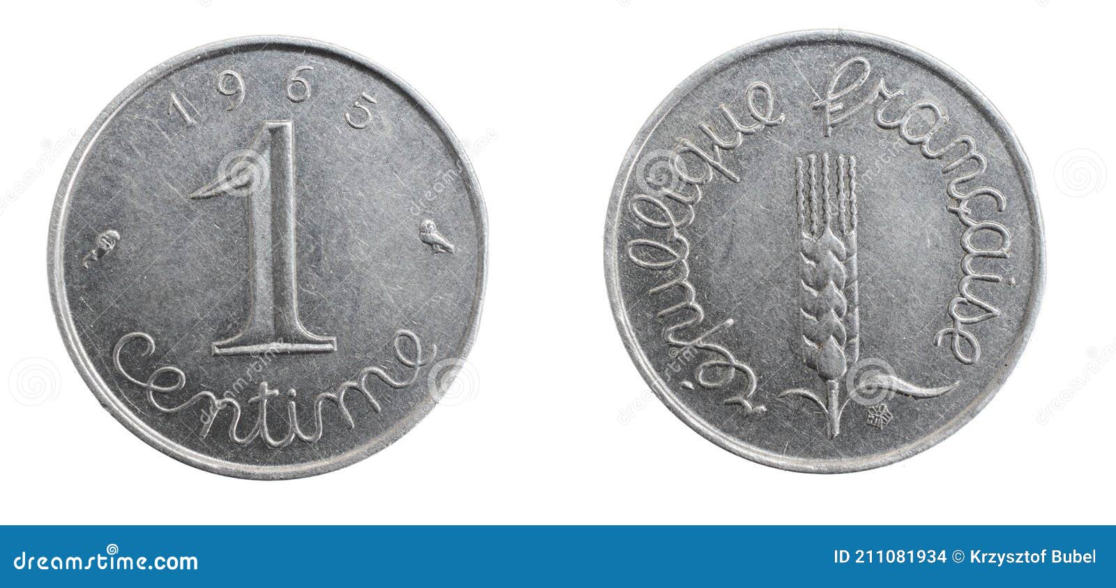 France One Centime Coin on a White Isolated Background Stock Photo ...