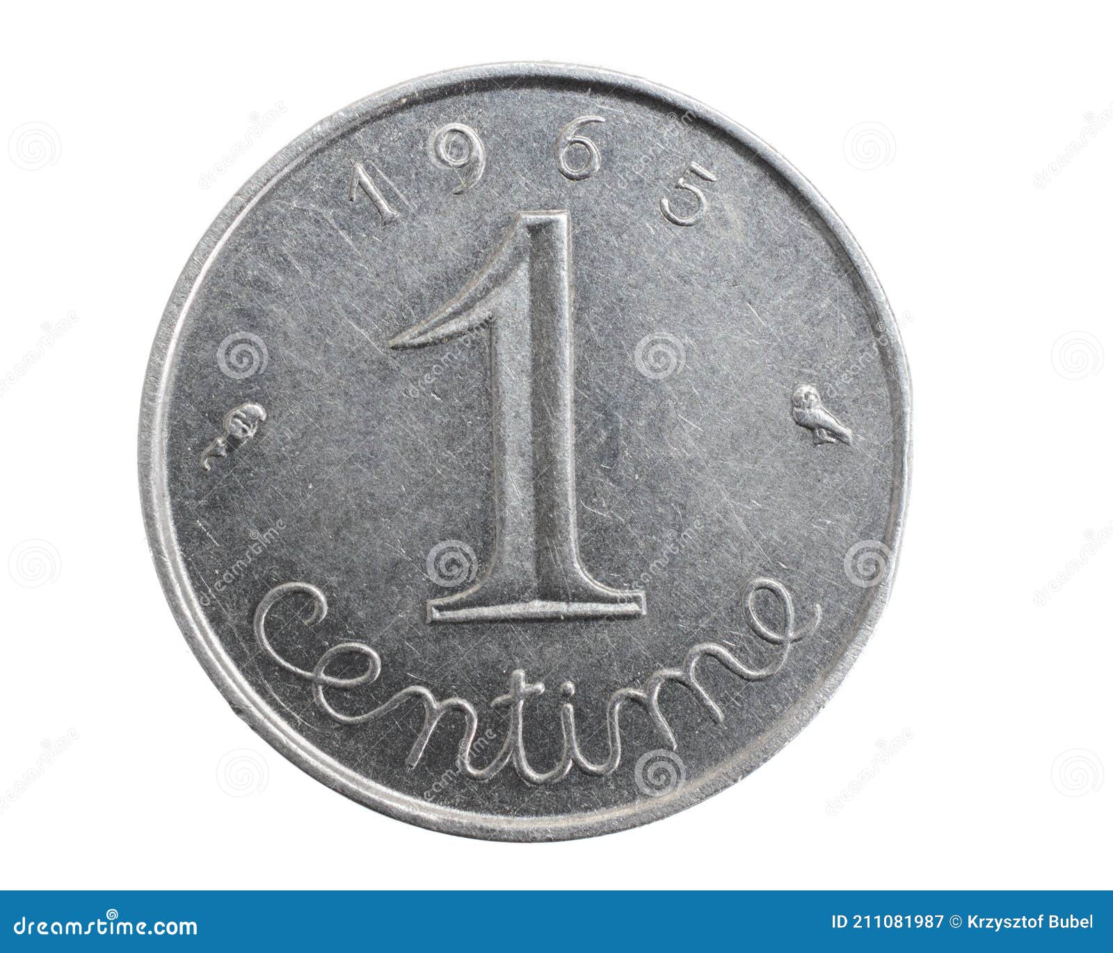 France One Centime Coin on a White Isolated Background Stock Image ...