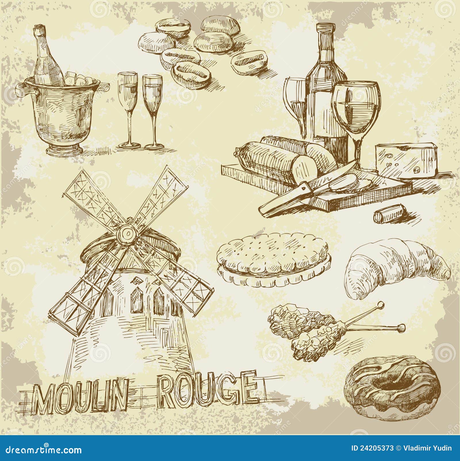 France-original Hand Drawn Set Stock Vector - Illustration of paris ...