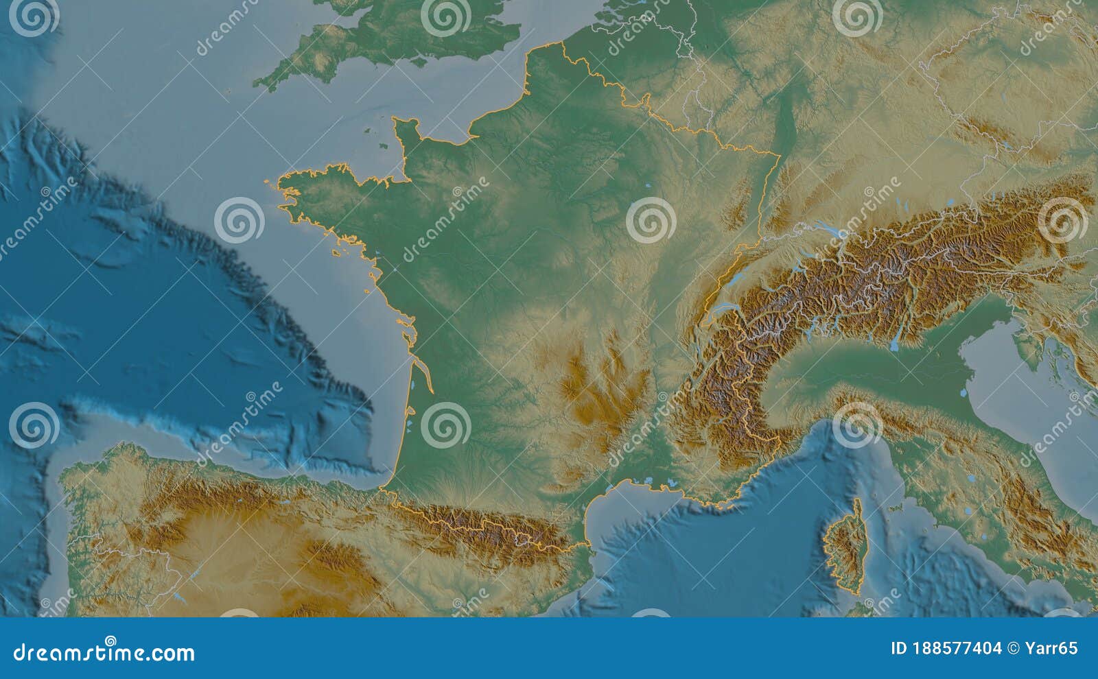 France - overview. Relief stock illustration. Illustration of view ...