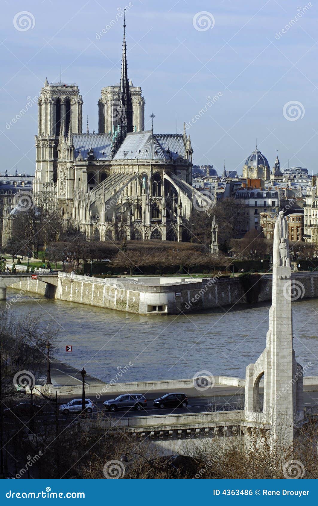 France, Paris; City View with Cathedral Stock Photo - Image of ...