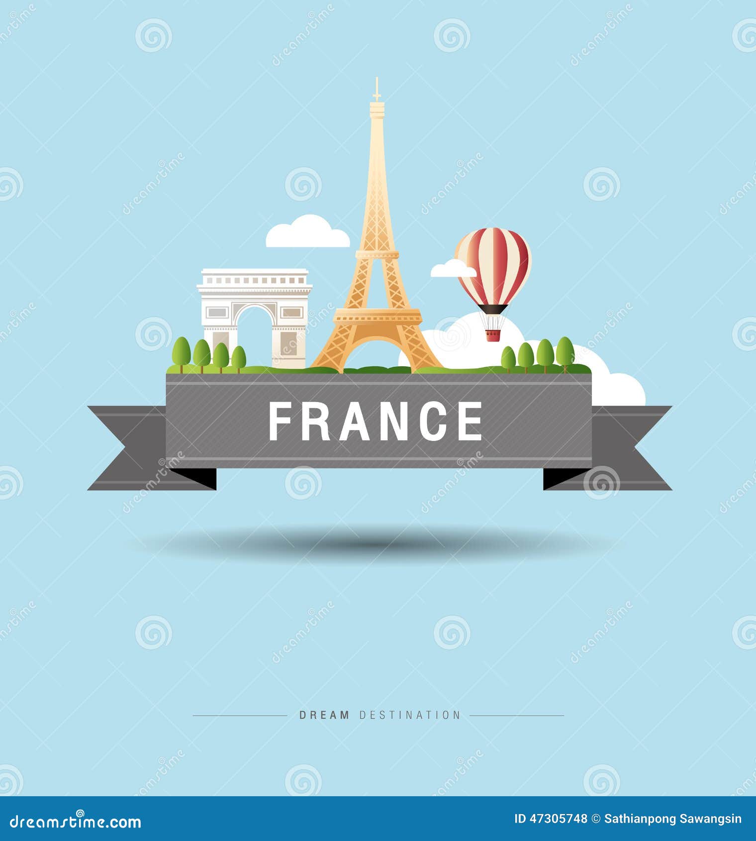 Paris Eiffel Tower. Paris Symbol Hand Drawn Picture In Frame With ...