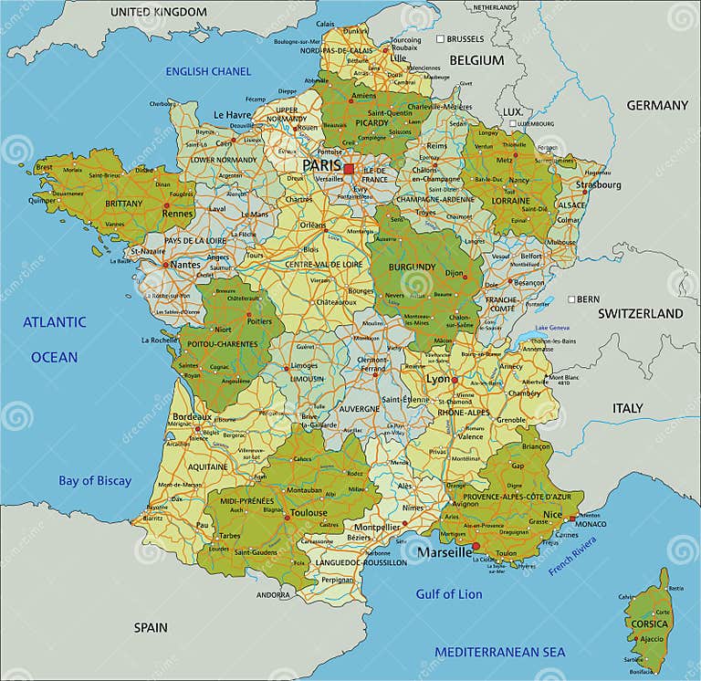 Highly Detailed Editable Political Map with Separated Layers. France ...