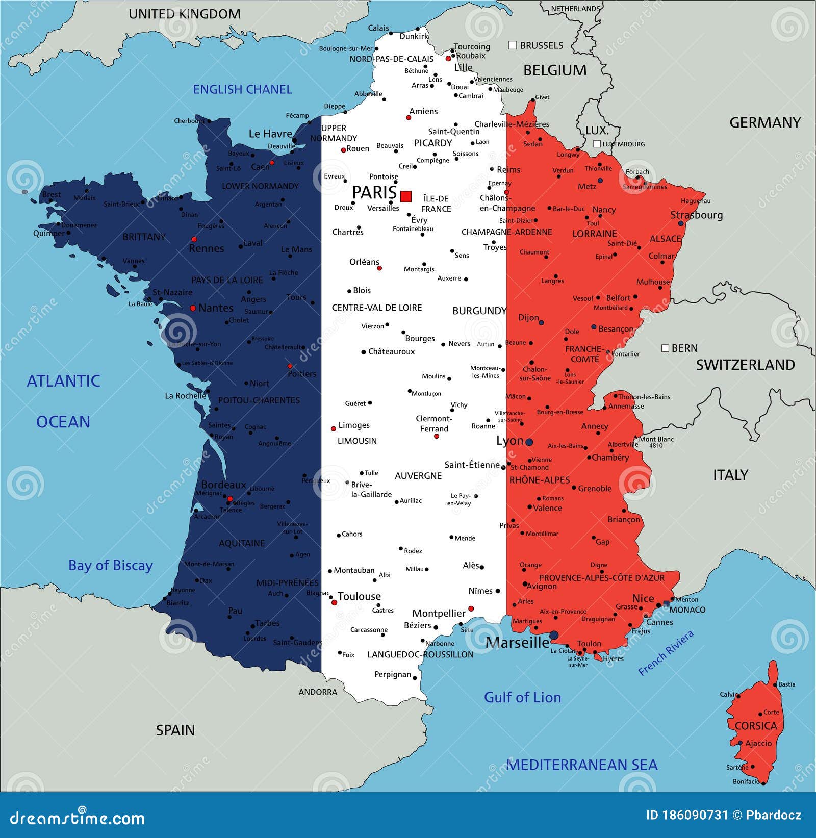 France - Highly Detailed Editable Political Map With Labeling. Vector ...