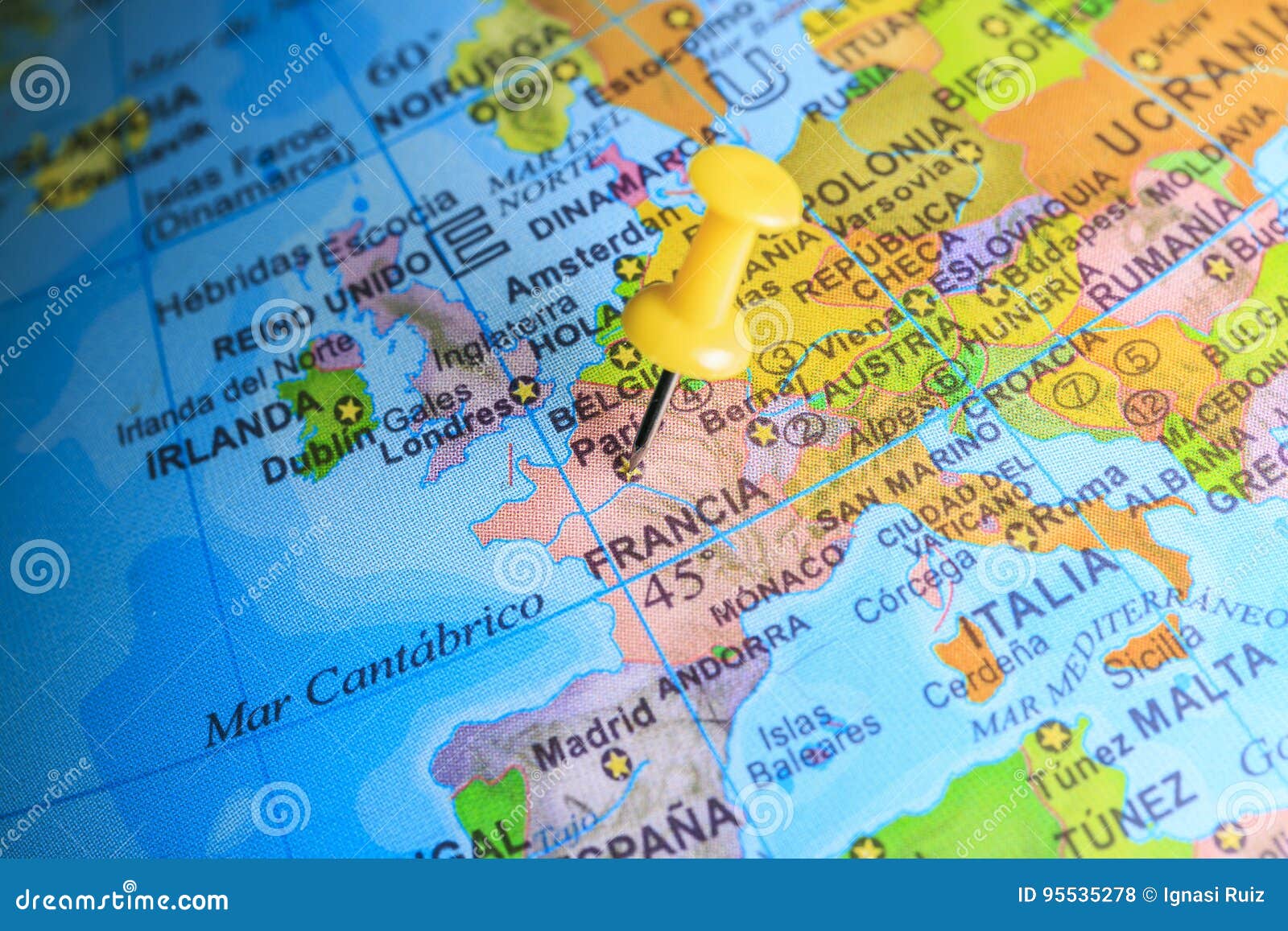 France Pinned on a Map of Europe Stock Photo - Image of direction, path ...