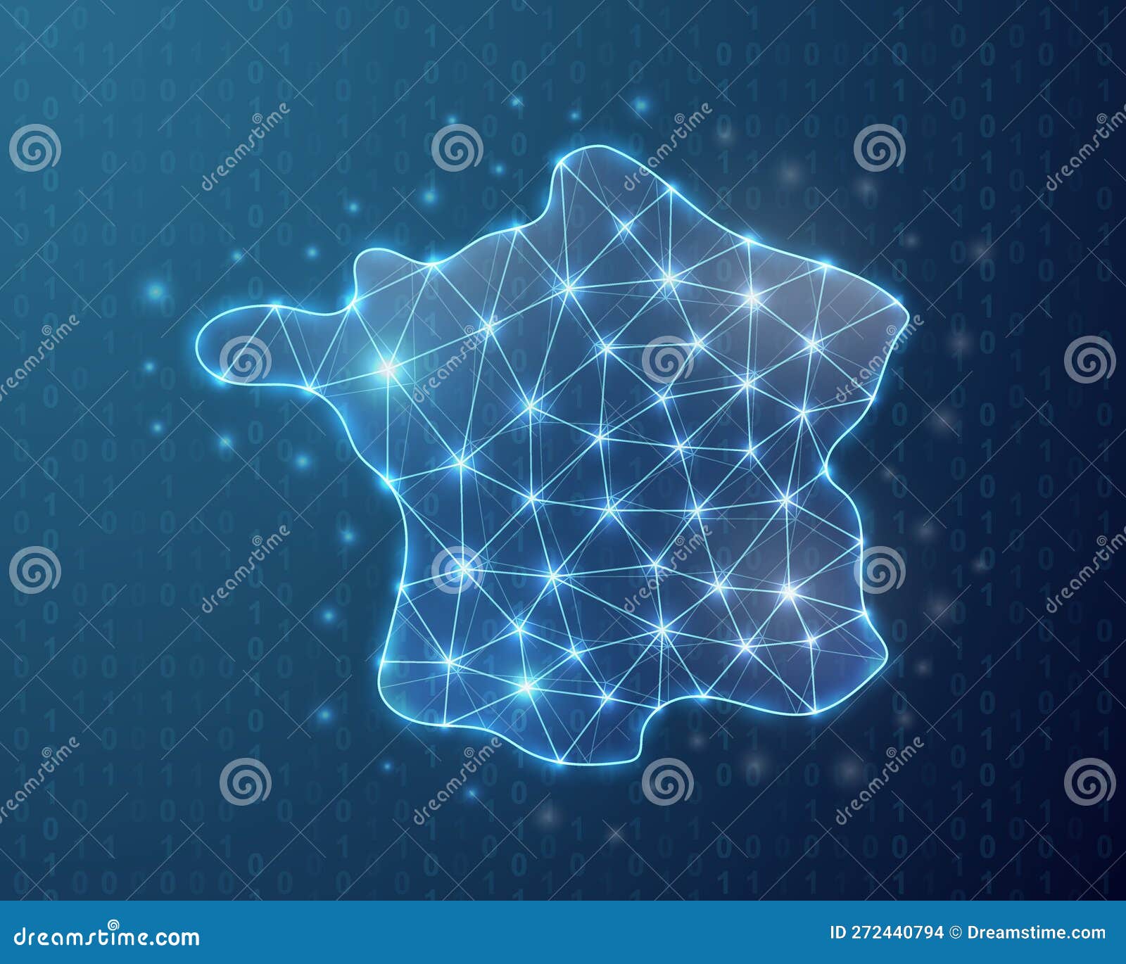 France Polygonal Symbol with Binary Code Background. France Map Concept ...
