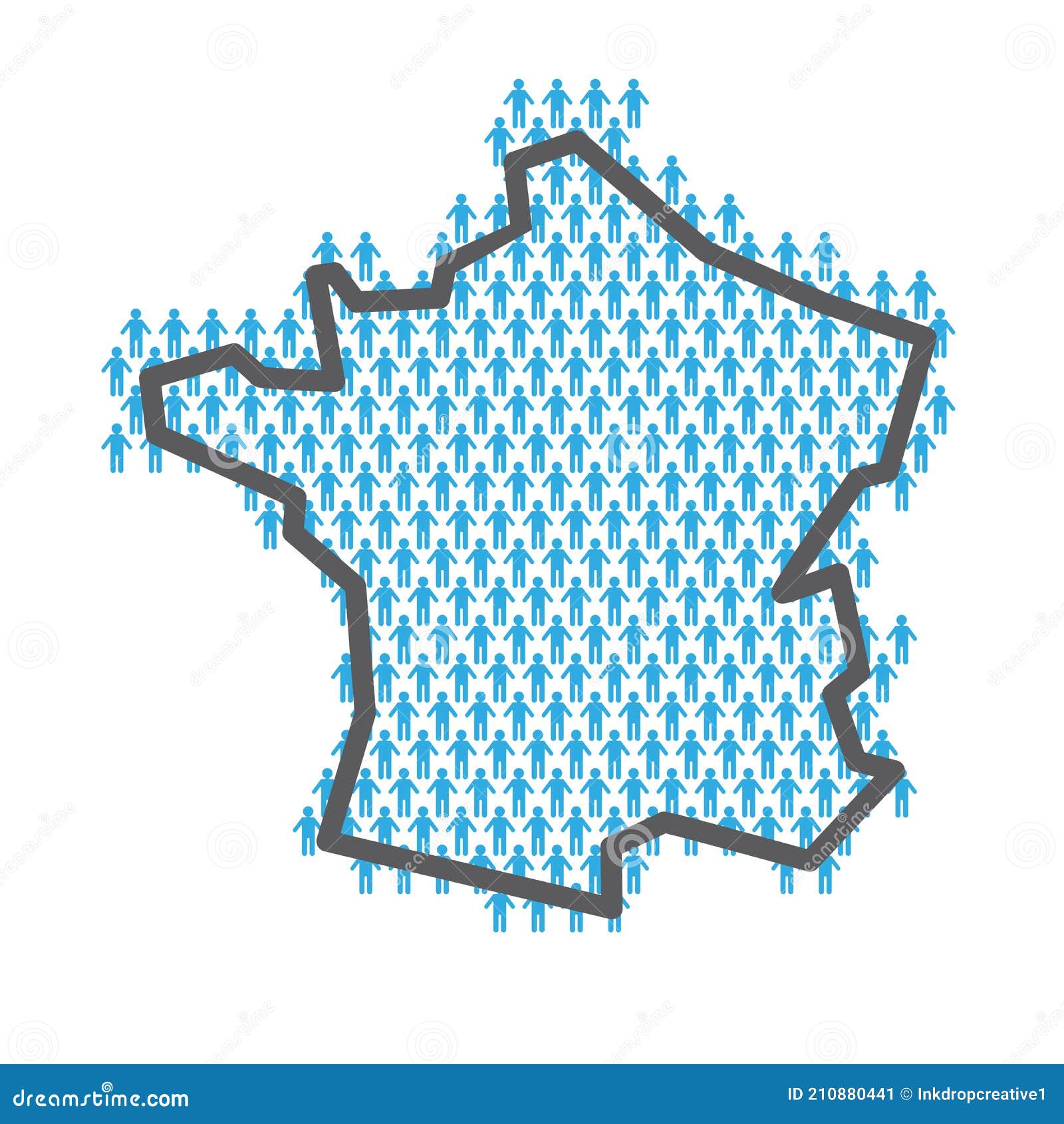 France Population Infographic. Map Made From Stick Figure People Vector ...