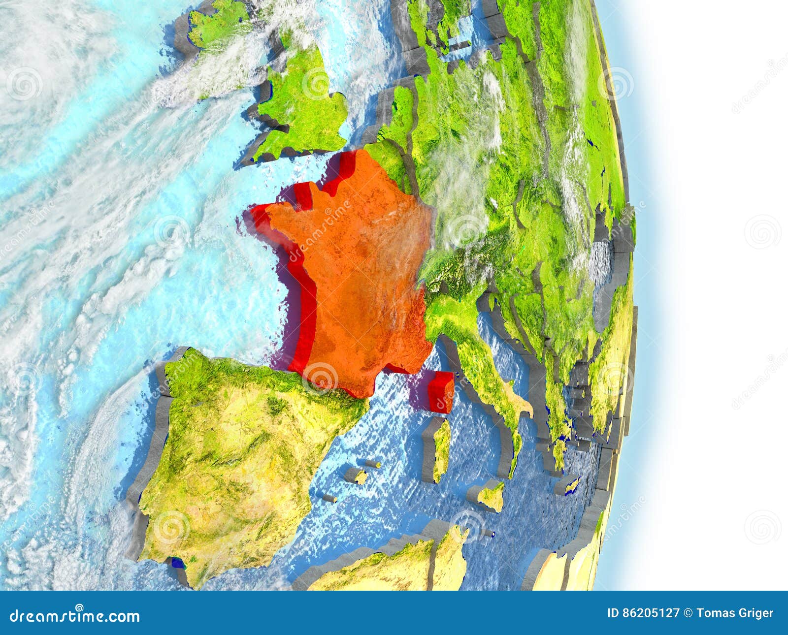 France in red on Earth stock illustration. Illustration of orbit - 86205127