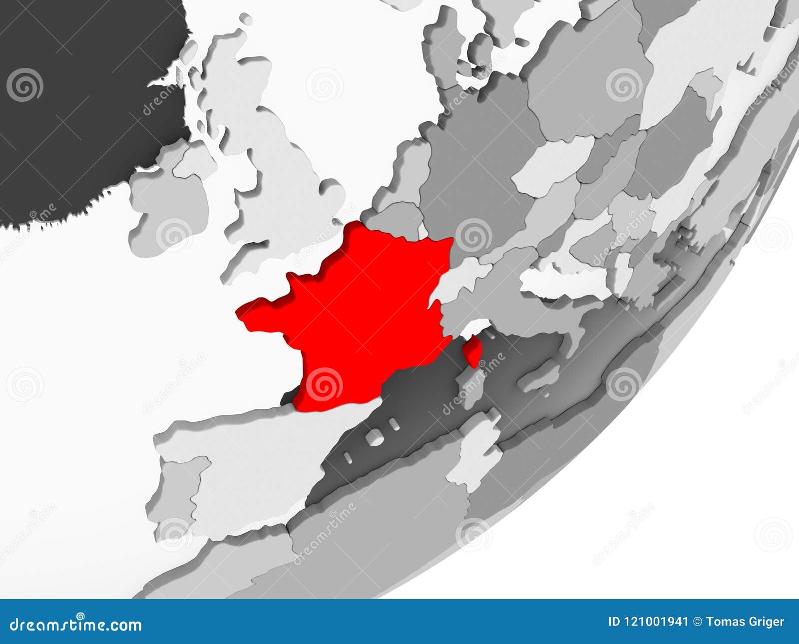 France in red on grey map stock illustration. Illustration of france ...