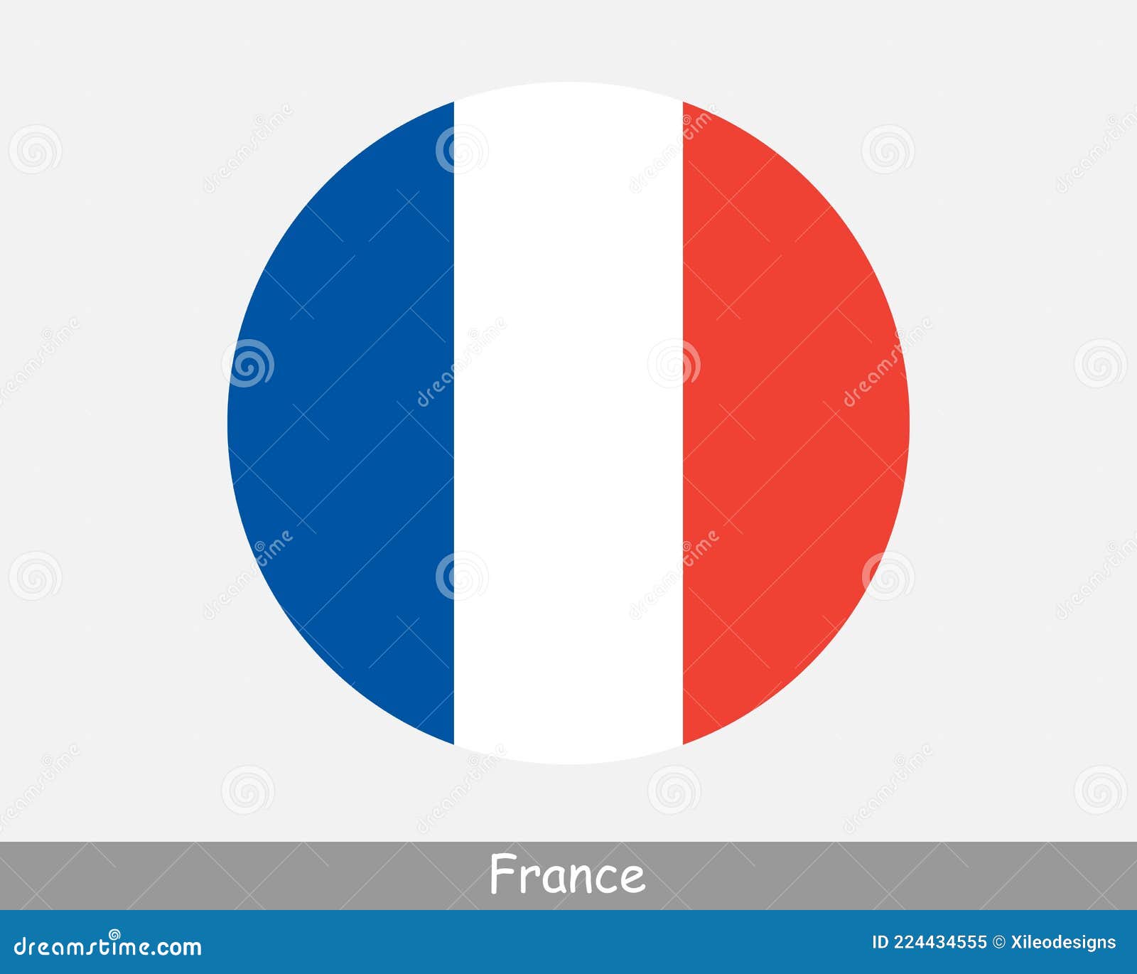 France Round Circle Flag. French Circular Button Banner Icon Stock ...