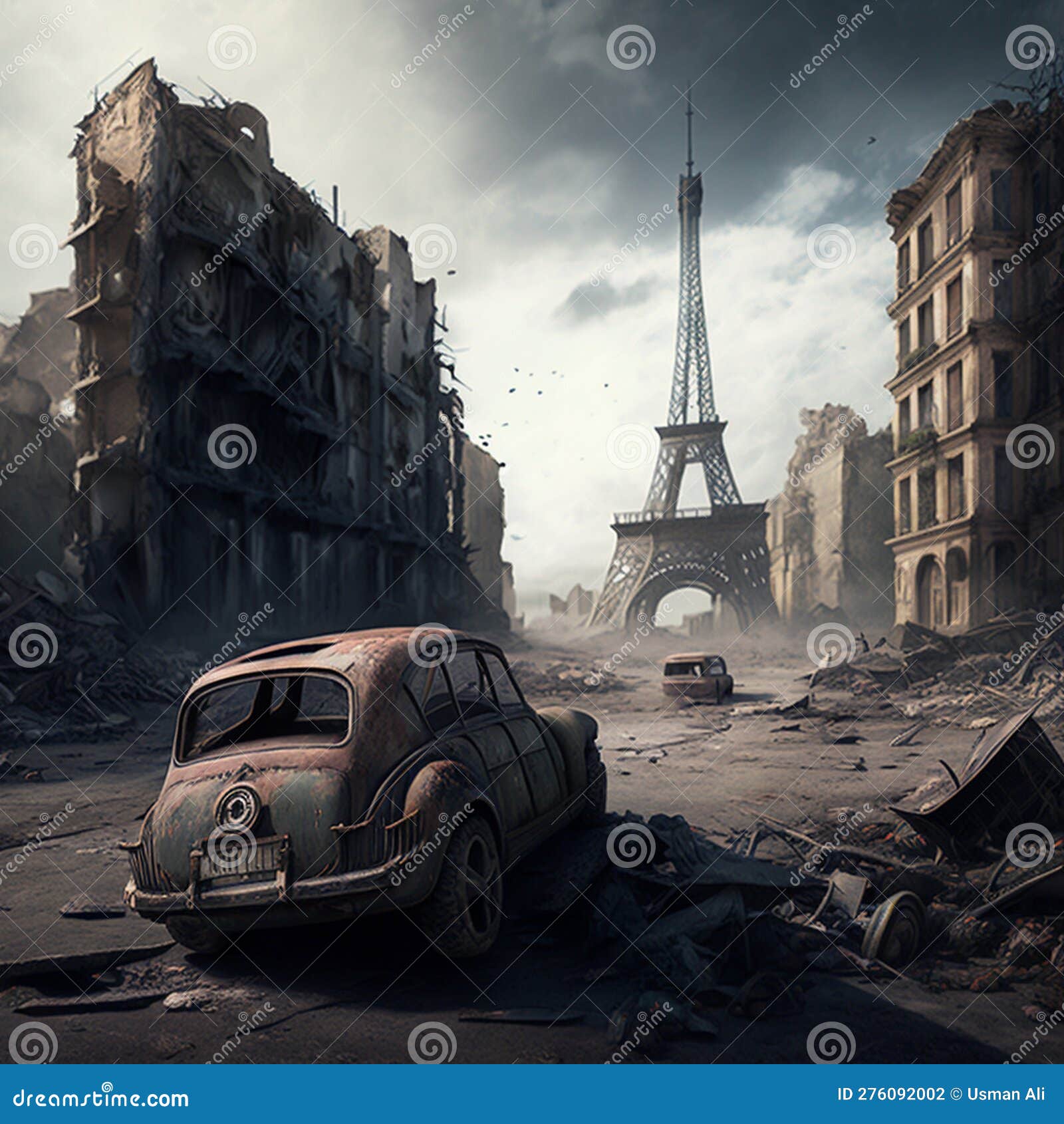 France in Ruins after a Devastating War, Apocalyptic Scenery. Generated ...