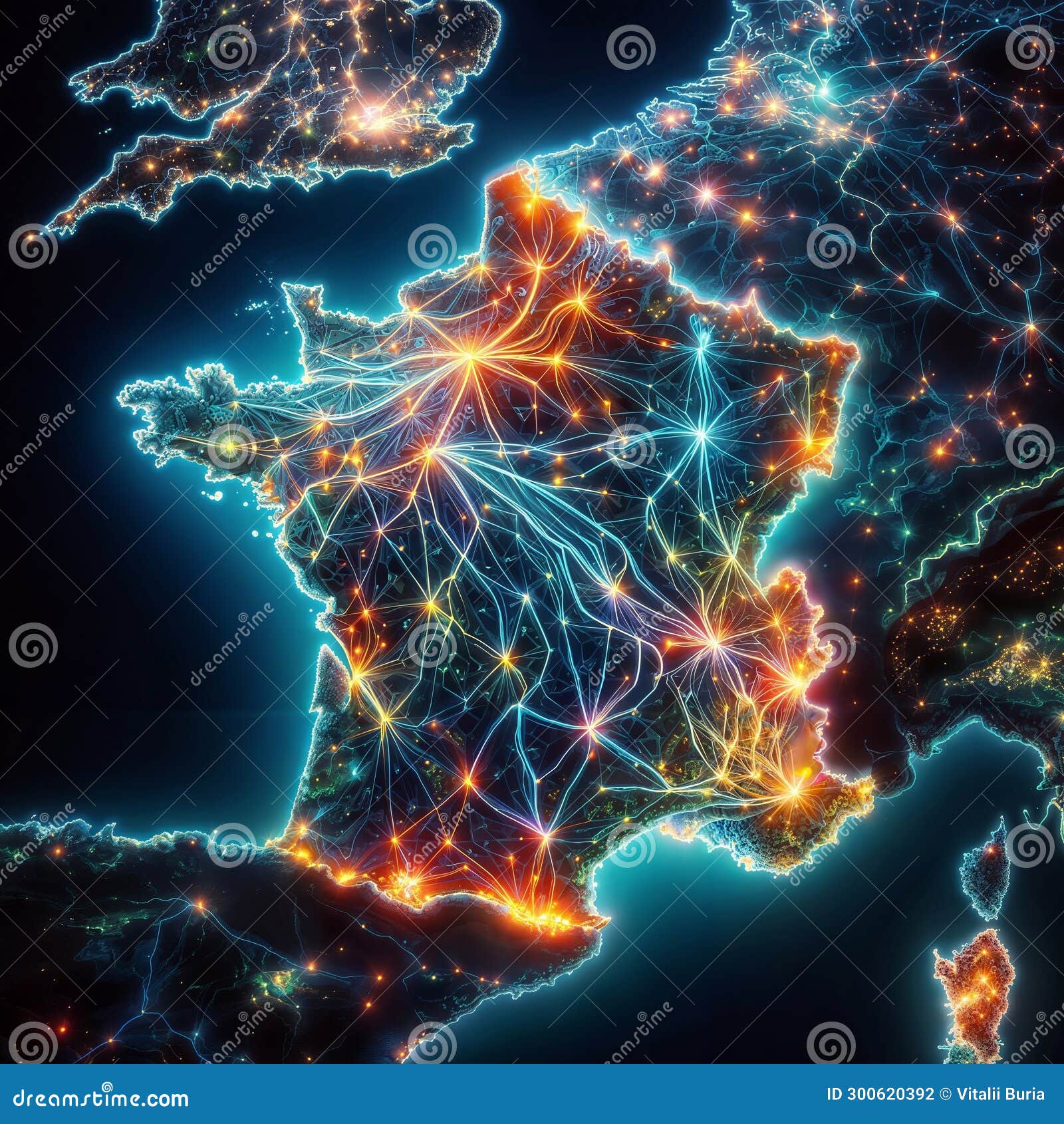 France S Power Map, a Neon Symphony: Light Traces Where Electrons Fly ...
