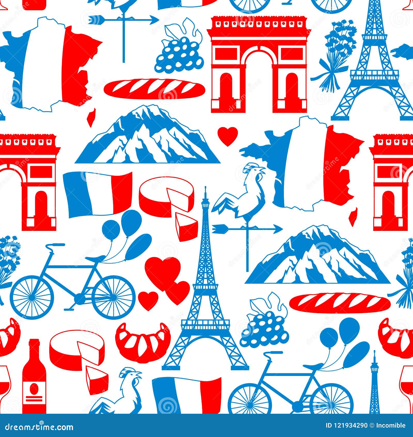 France seamless pattern. stock vector. Illustration of icon - 121934290