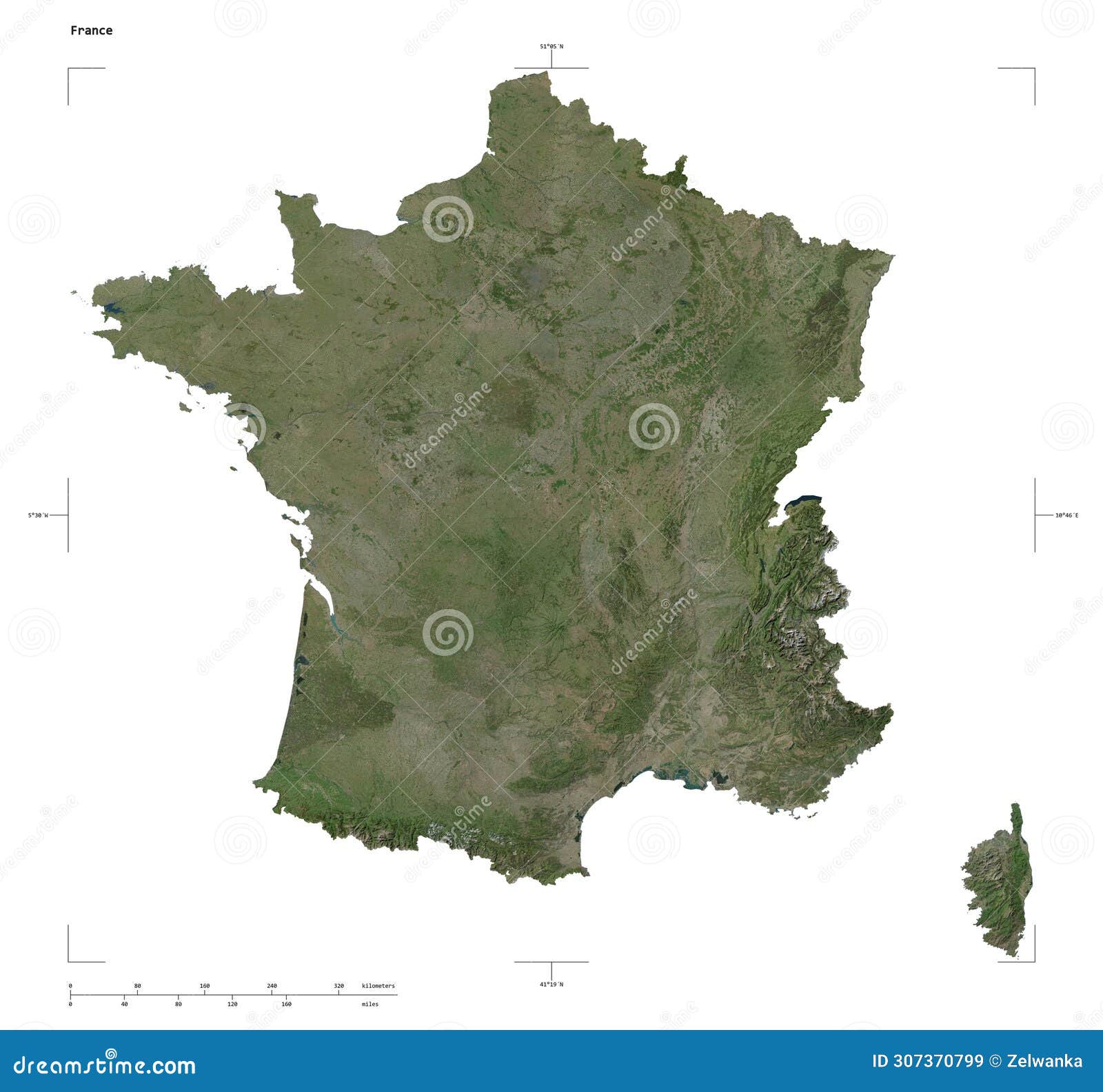 France Shape on White. High-res Satellite Stock Illustration ...