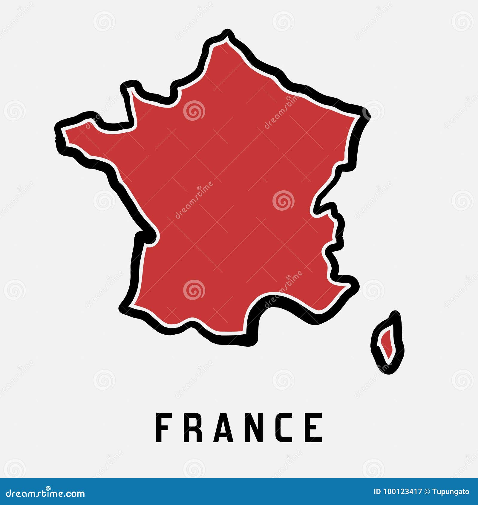 France simplified map stock vector. Illustration of smooth - 100123417