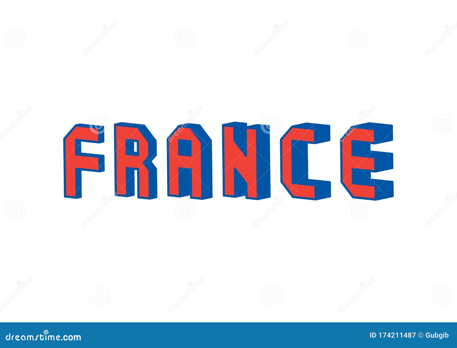France Text with 3d Isometric Effect Stock Vector - Illustration of ...