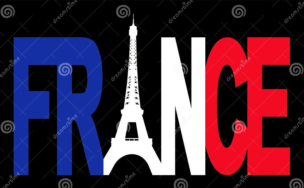 France Text with Eiffel Tower Stock Vector - Illustration of romance ...