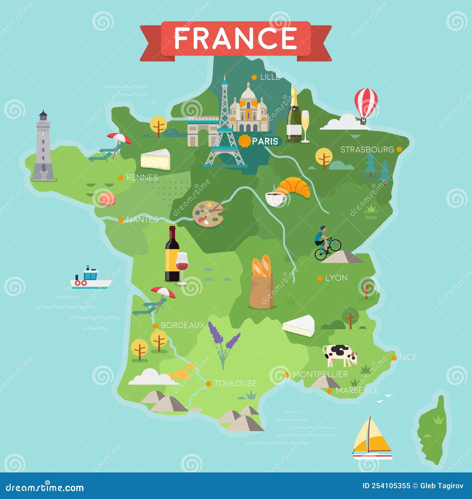 France tourist map stock vector. Illustration of history - 254105355