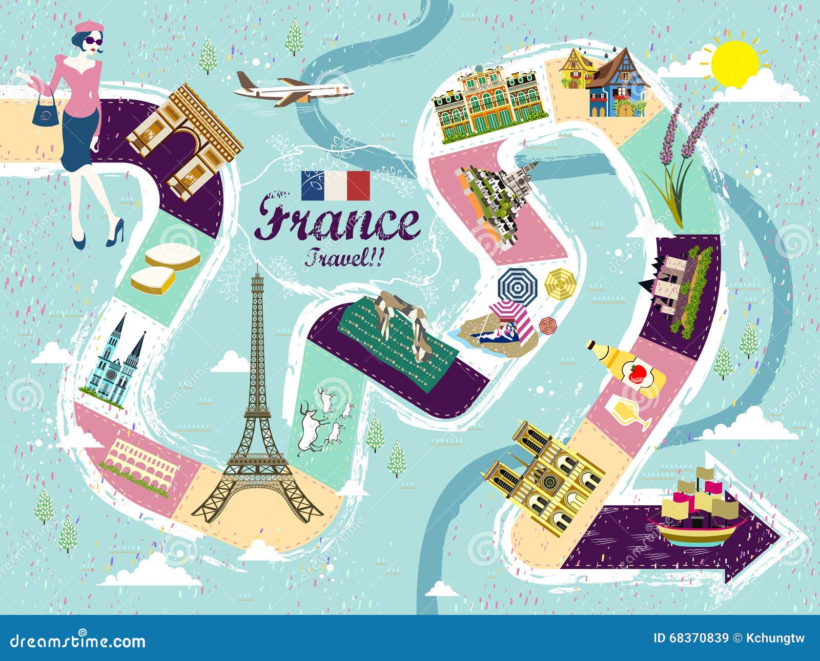 France Travel Table Game Poster Stock Vector - Illustration of fashion ...