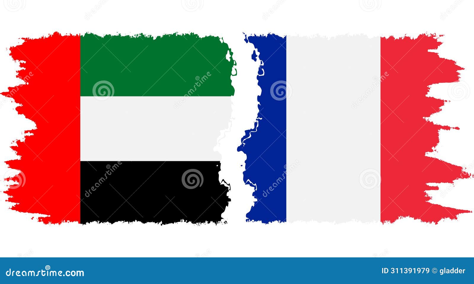 France and United Arab Emirates Grunge Flags Connection Vector Stock ...