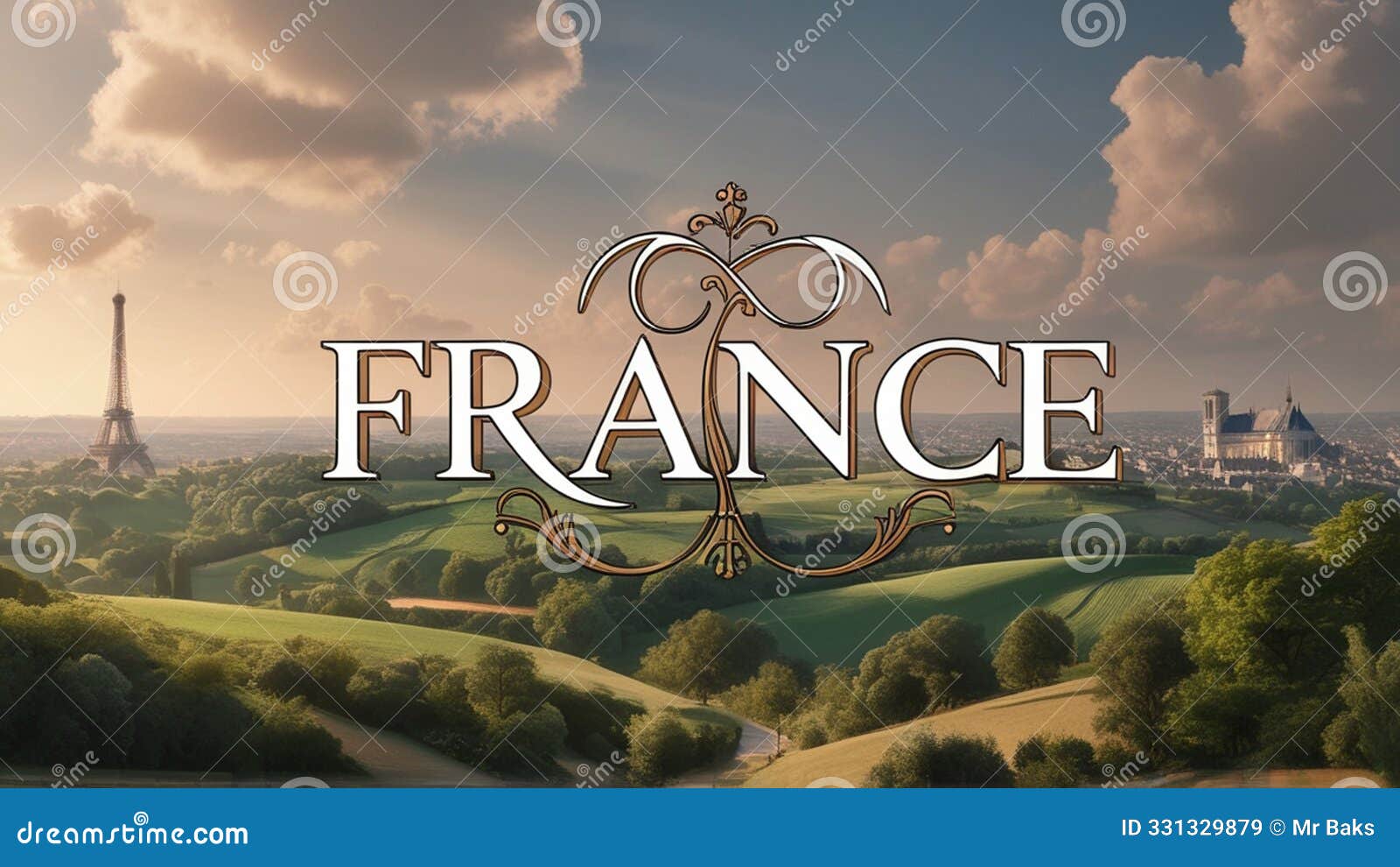 FRANCE Word with Eiffel Tower and Eiffel Tower in the Background Stock ...