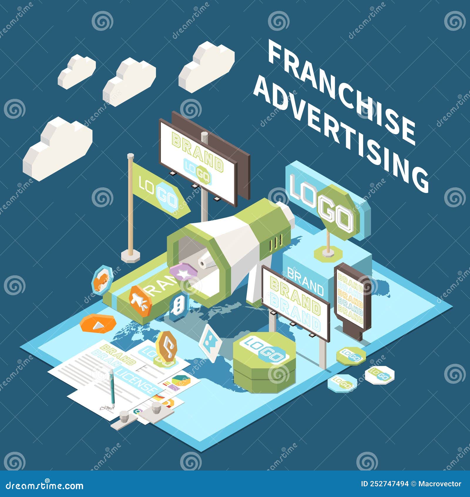 Franchise Advertising Isometric Composition Stock Vector - Illustration ...
