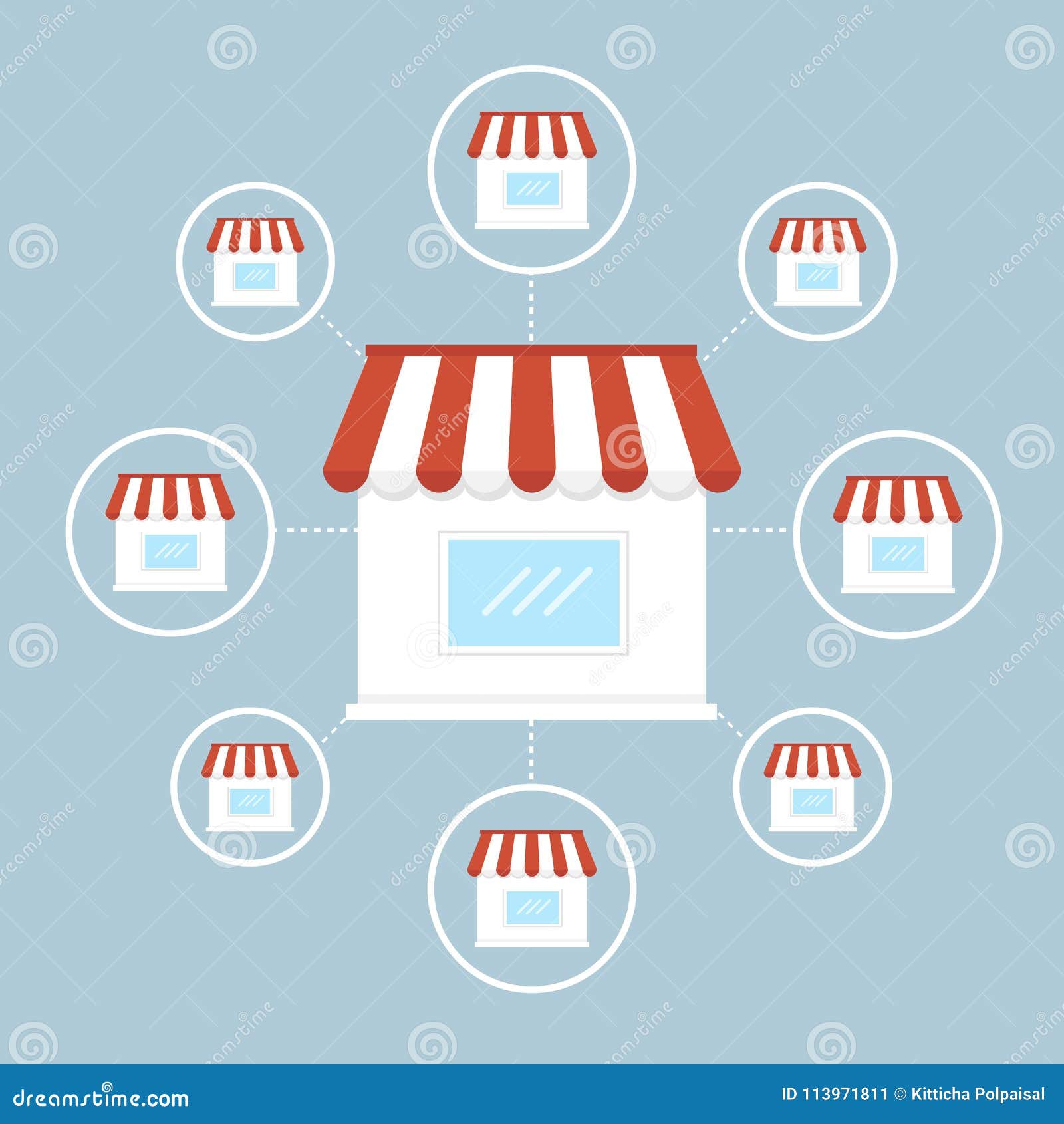 Franchise Business Flat Design Vector. Stock Vector - Illustration of ...