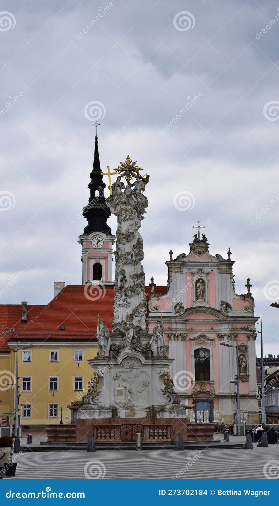 Franciscan Church and Holy Trinity Statue in St Polten, Austria ... Franciscan Church and Holy Trinity Statue in St Polten, Austria ...