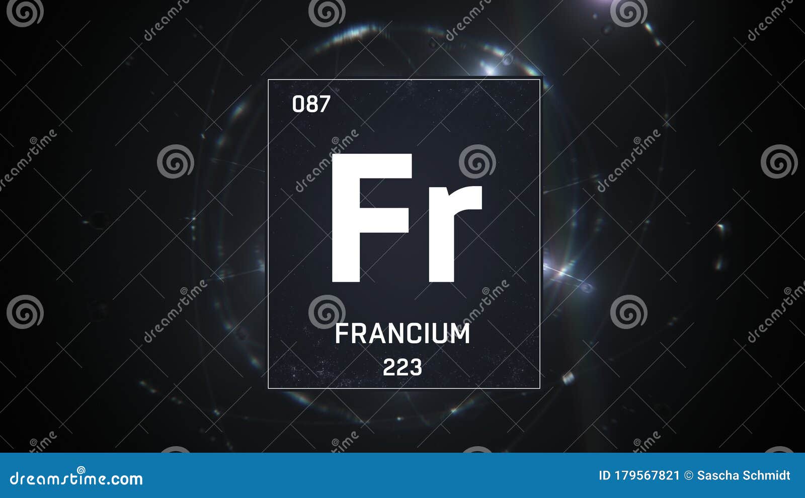 Francium As Element 87 of the Periodic Table 3D Illustration on Silver ...