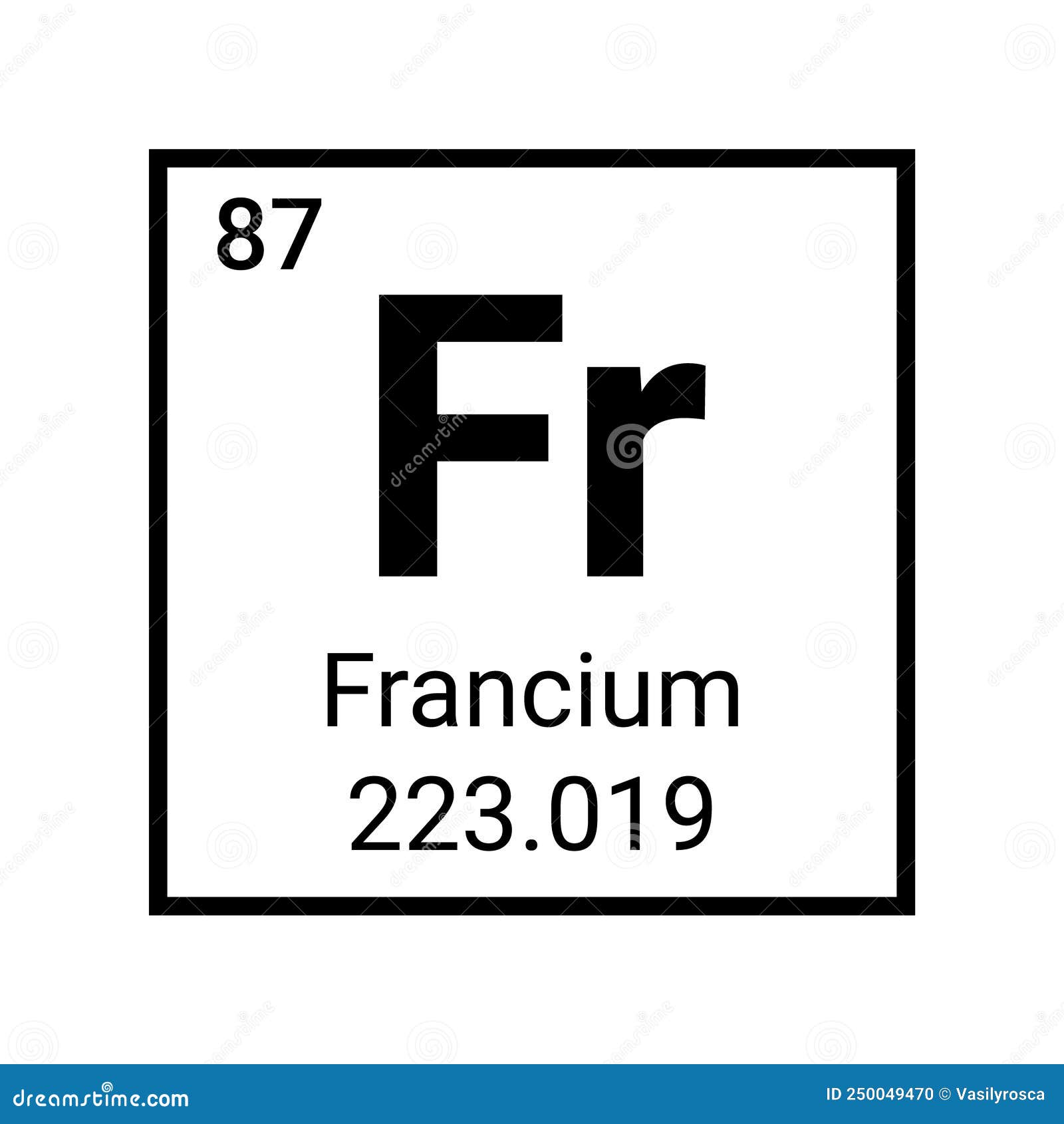 Francium Chemical Element With First Ionization Energy, Atomic Mass And ...