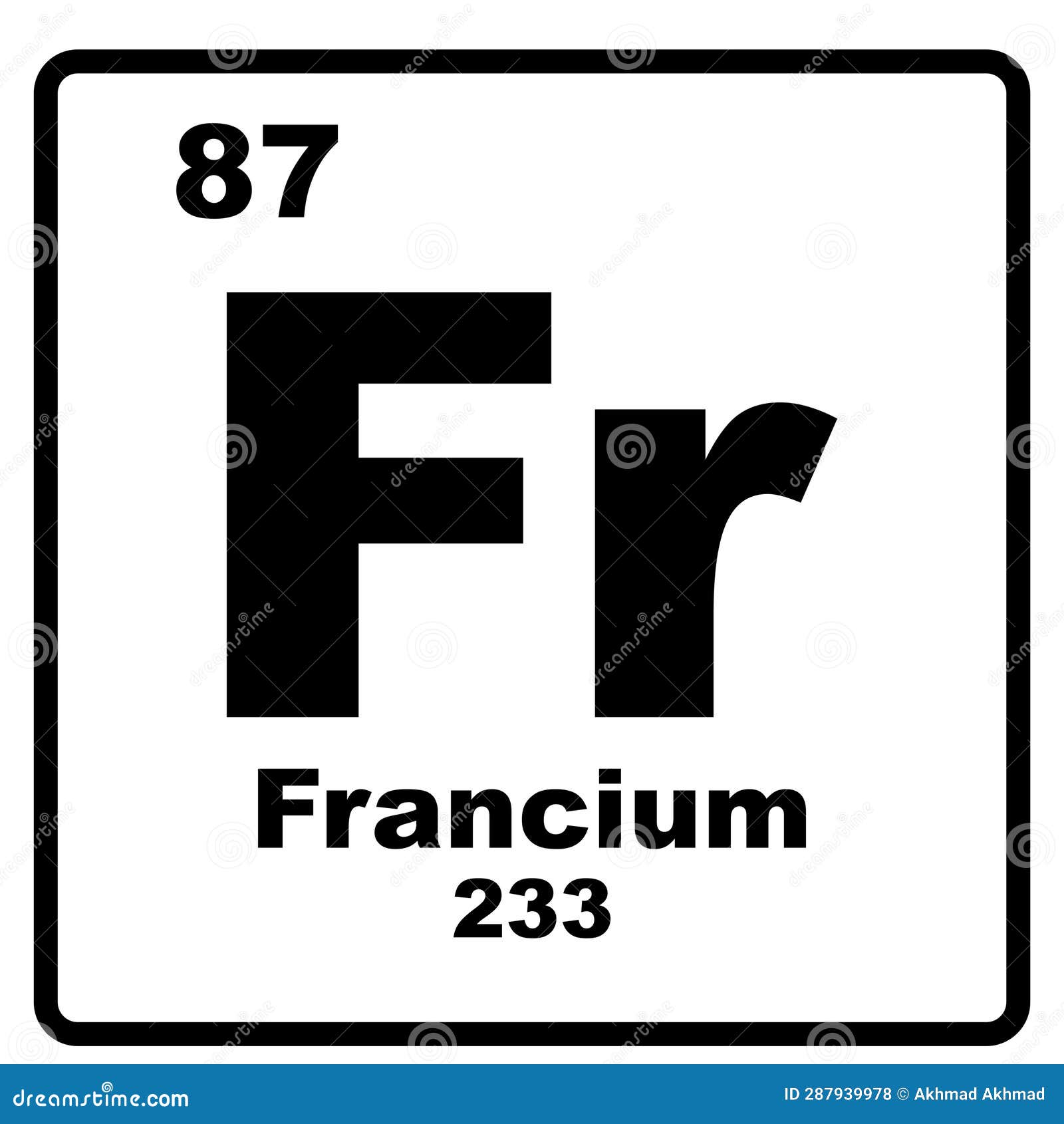 Francium Fr, Element Symbol From Periodic Table Series Stock Image ...