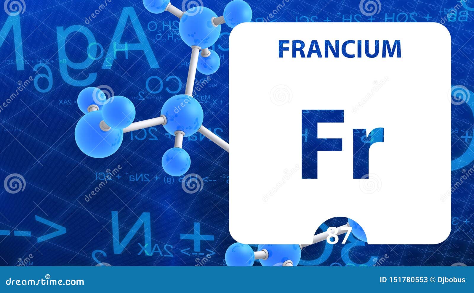 Francium Fr, Chemical Element Sign. 3D Rendering Isolated on White ...