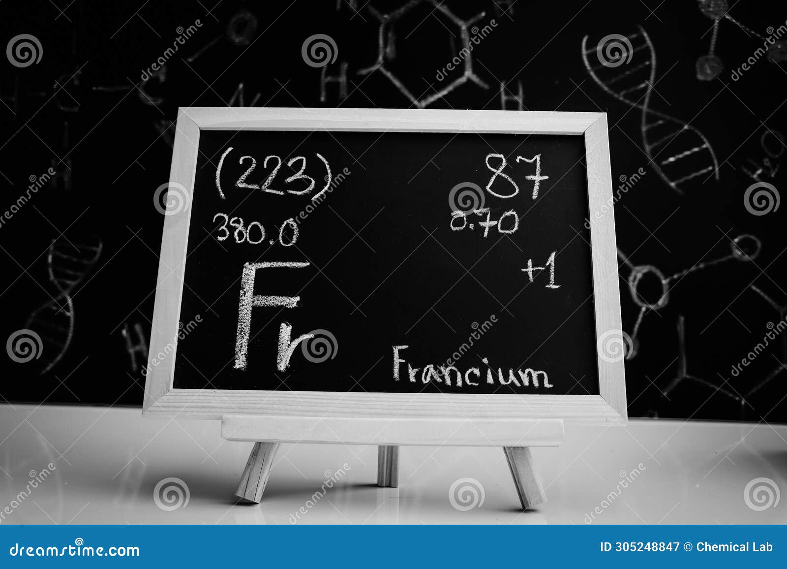 Francium and Symbol Structural Formula Chemical on the Blackboard Stock ...