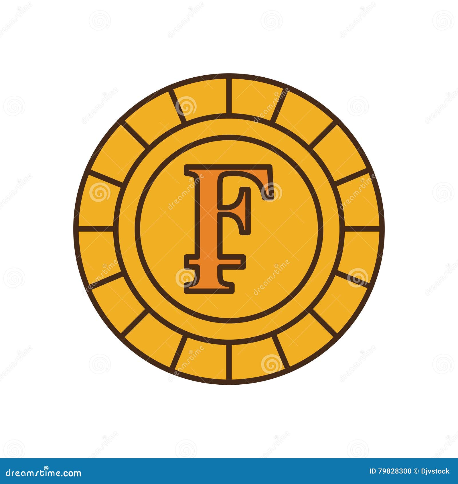 Franco coin isolated icon stock vector. Illustration of europe - 79828300