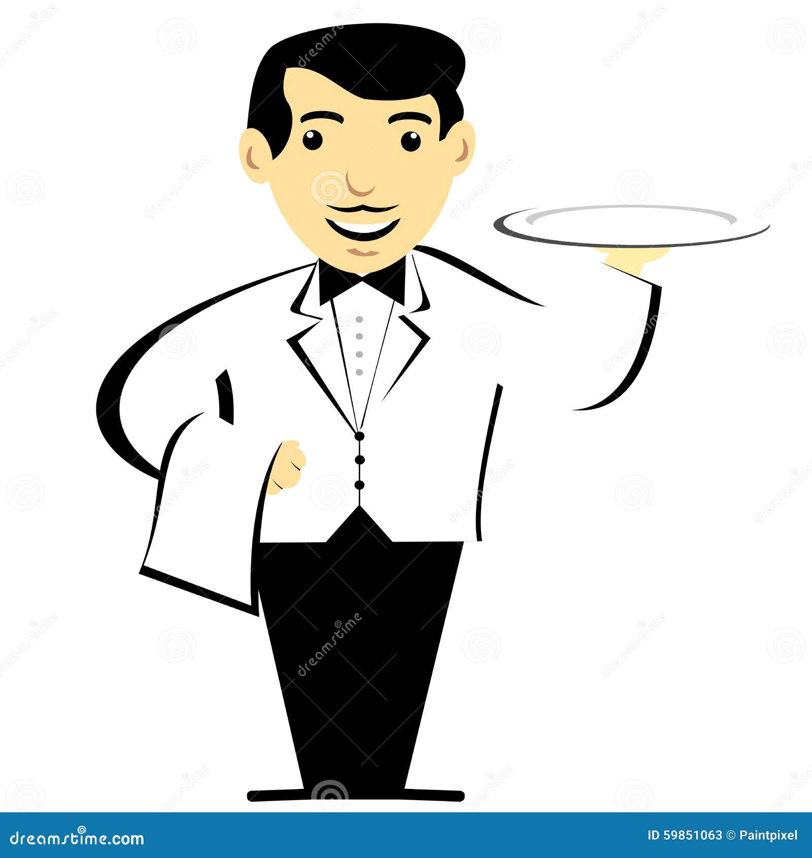 Francuski kelner Z tacą ilustracja wektor. Ilustracja złożonej z w ...