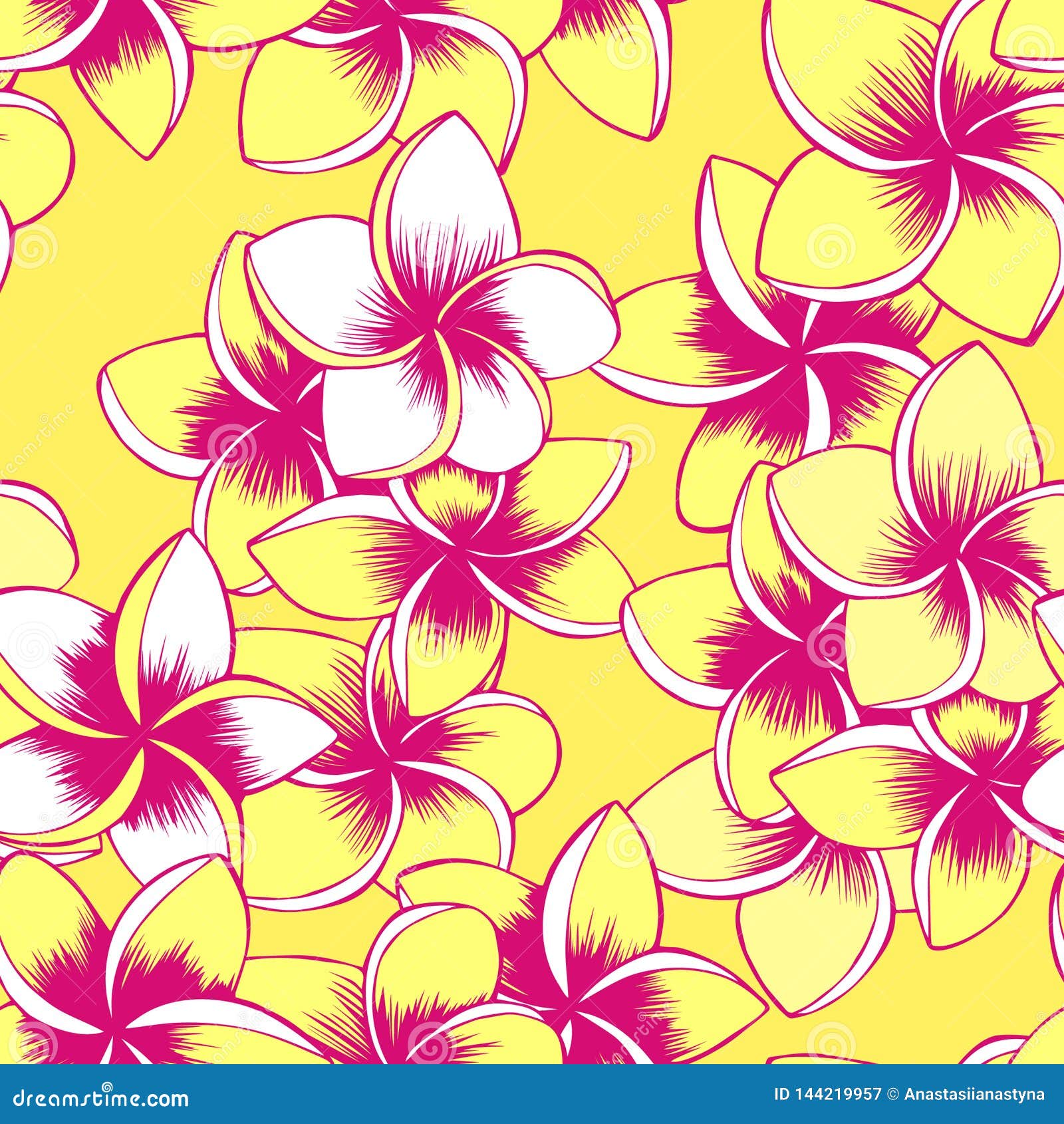 Seamless Vector Tropical Pattern with Frangipani Flower Stock Vector ...